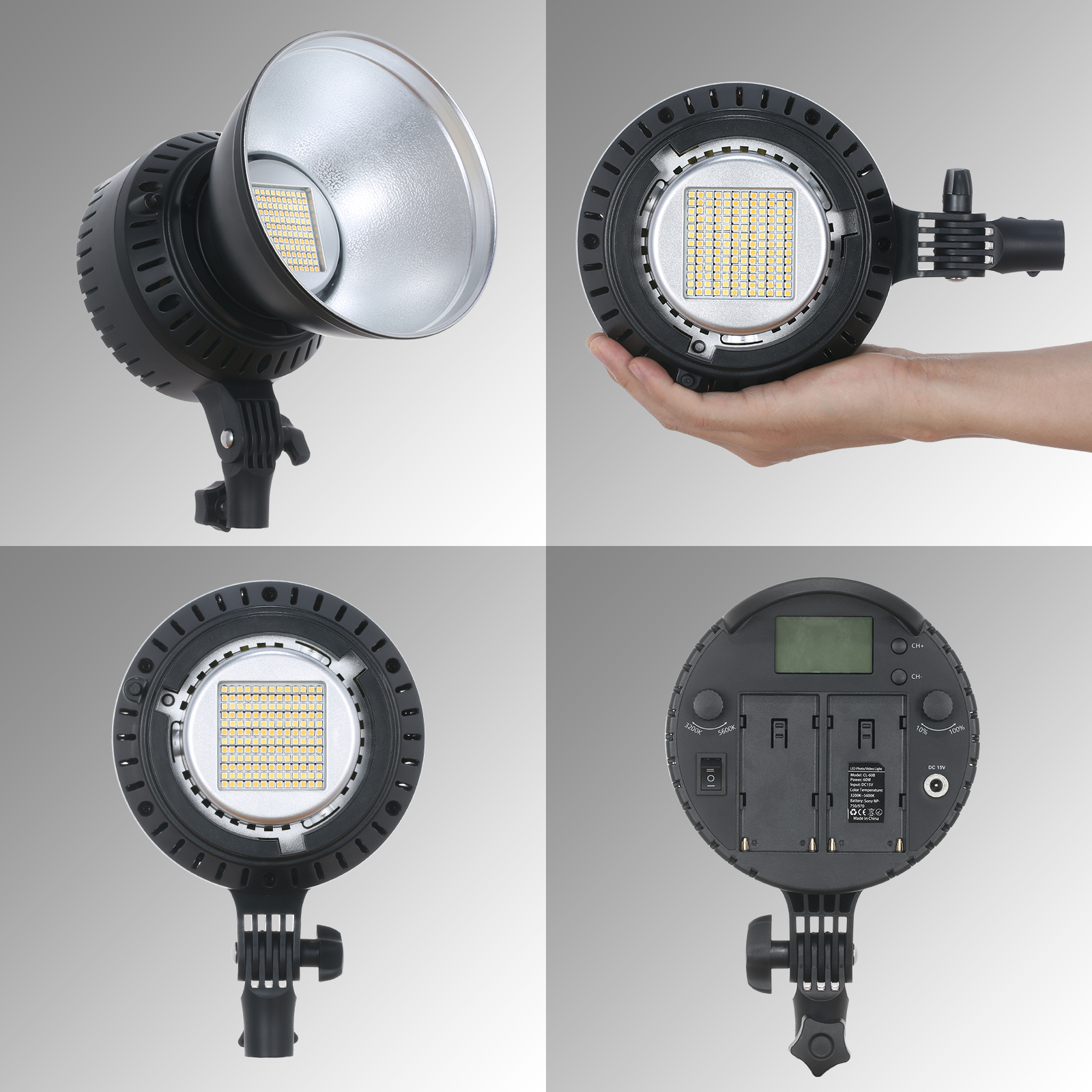 Namolit CL-60B 60W Professional Studio Light LED Video Light Bi-Color Temperature 3200K-5600K ...