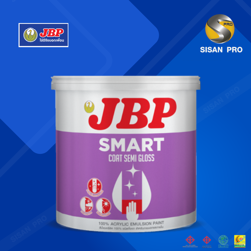 JBP เจบีพี สมาร์ทโค้ท สีน้ำภายนอกชนิดกึ่งเงา เบส A สีขาว | Lazada.co.th