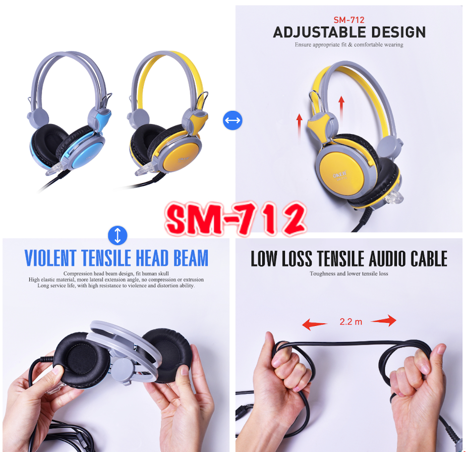 ส่งเร็ว ร้านDMแท้ๆ OKER SM-712 SM-715 Gaming Headphones หูฟังโอเคอร์ ครอบหู เล่นเกมส์ ทำงาน ฟัง ...