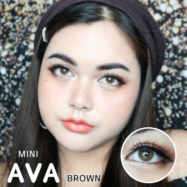Contact lens Mini Ava Brown / gray คอนแทคเลนส์มินิเอวา น้ำตาล/เทา DIA ...