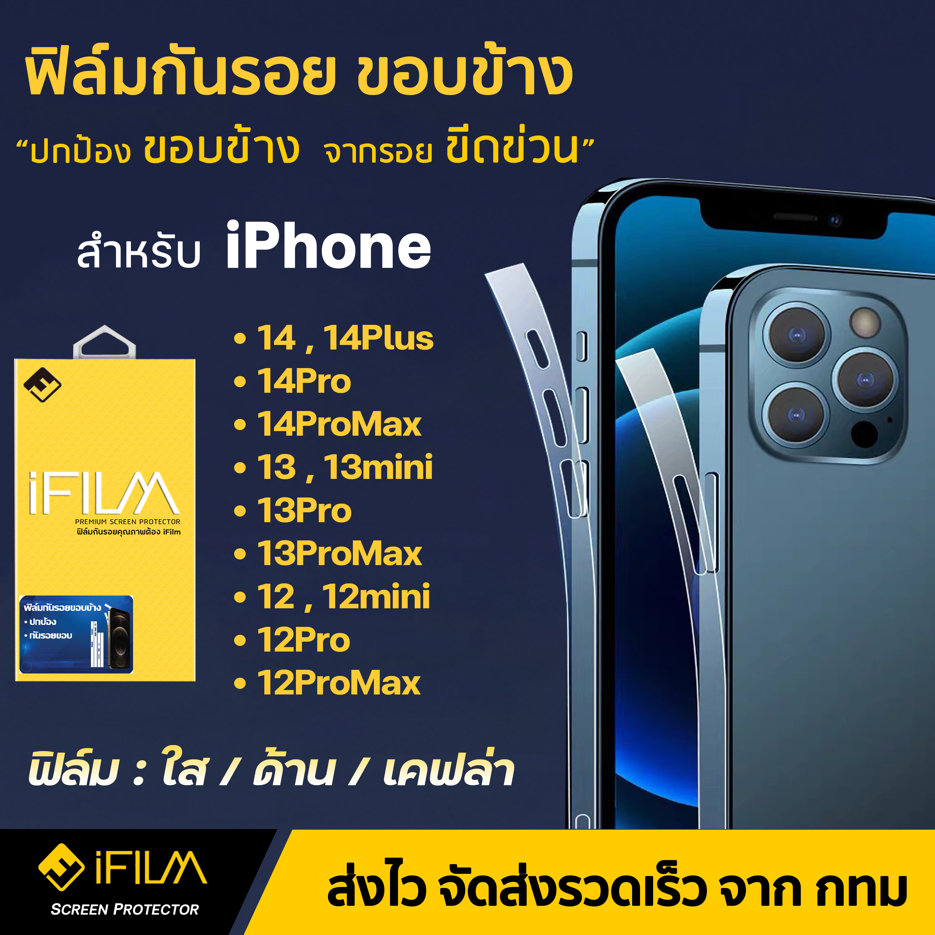 Official iFilm ฟิล์มขอบข้าง For iPhone 14ProMax 14 13ProMax 13 12 ฟิล์ม ...