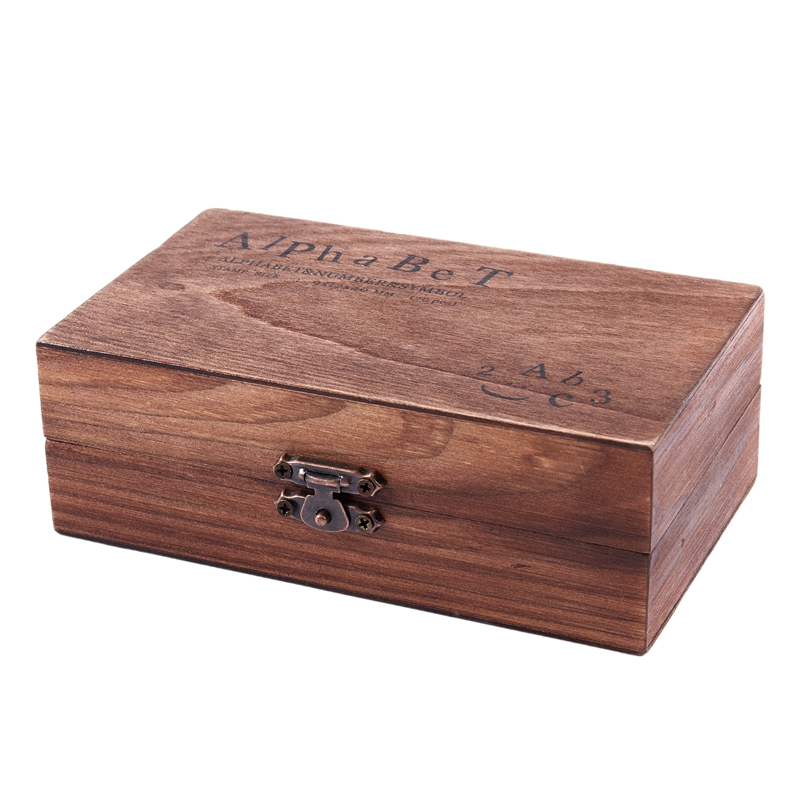 [ในสต็อก] [COD]Rubber Stamp Alphabet Number Symbol Wooden Box Set Print ...