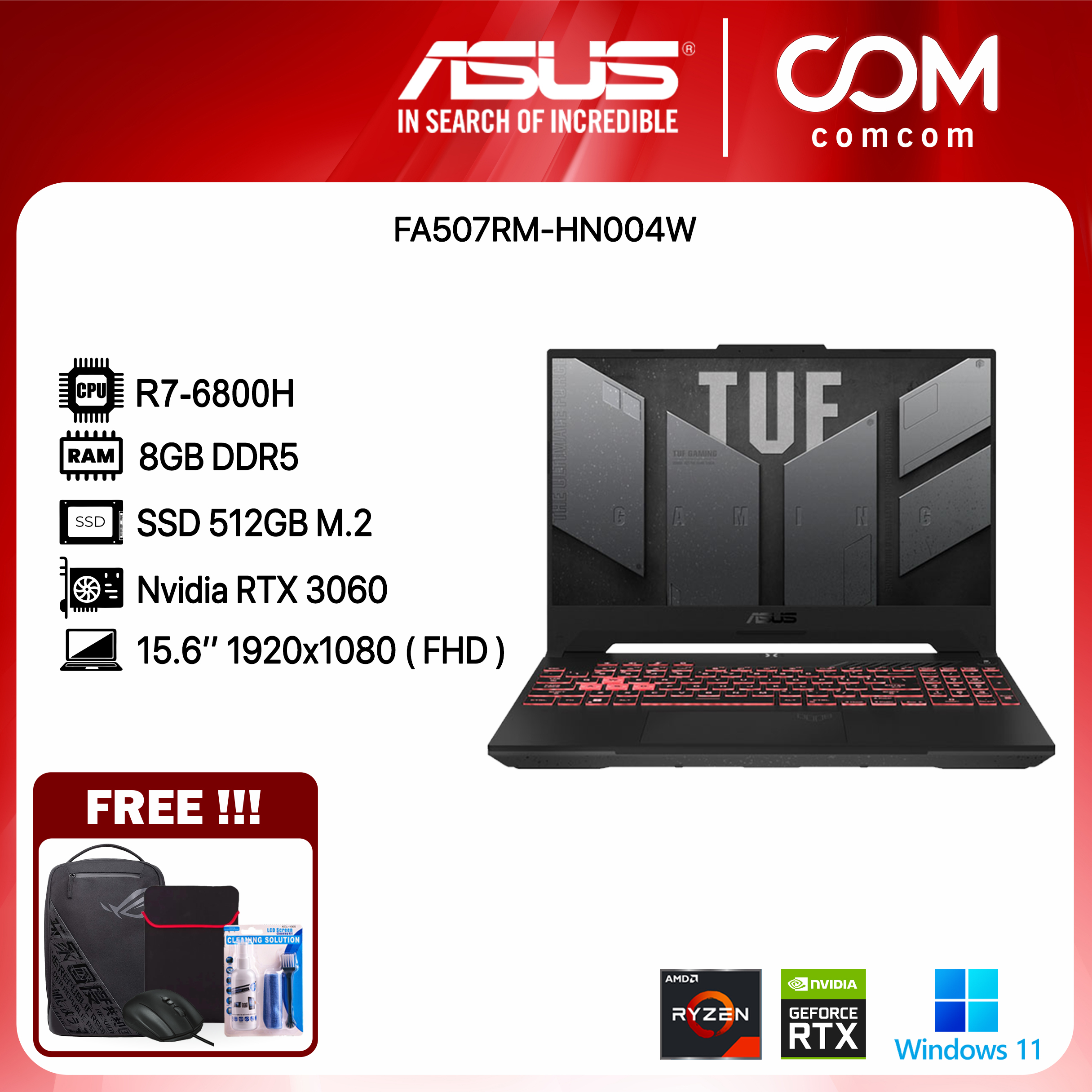 Notebook Asus TUF Gaming A15 FA507RM-HN004W (Eclipse Gray) BY COMCOM ...