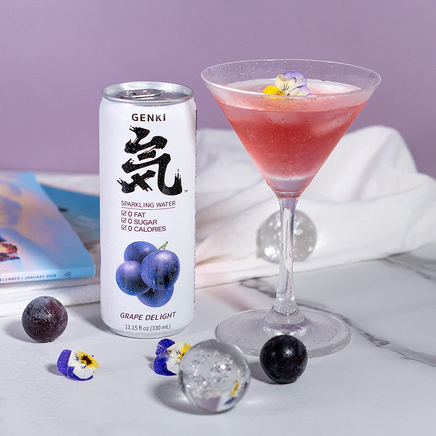 GENKI FOREST Sparkling Water Grape Delight330mlสตรอเบอรี่มะพร้าวน้ำตาล ...