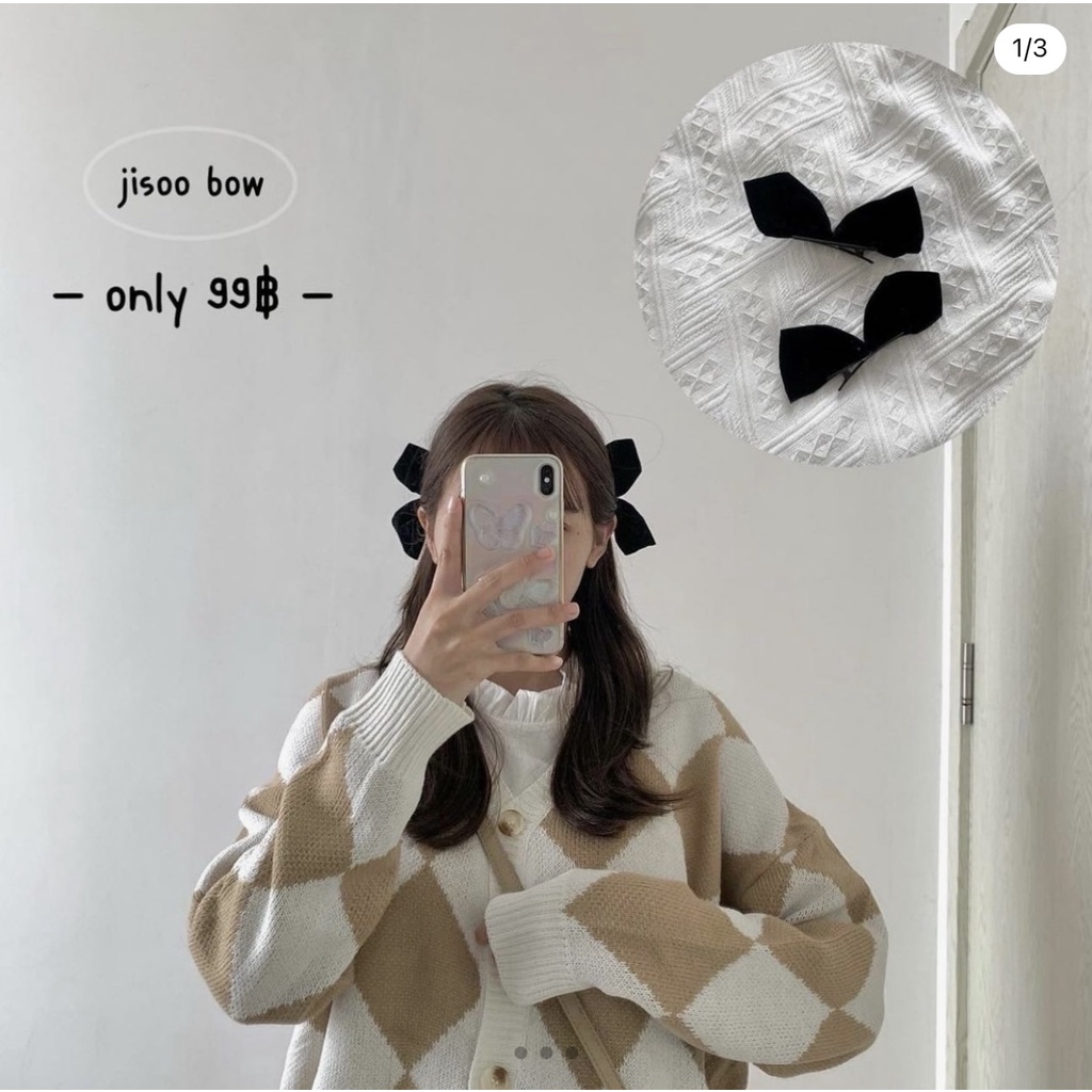Jisoo bow velvet โบว์กำมะหยี่ 2 ข้าง | Lazada.co.th