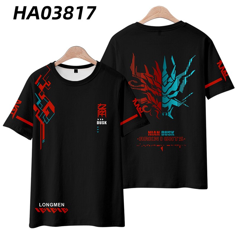 Game Arknights Dusk Cosplay Summer Short Sleeve Hooded T-shirt Men ...