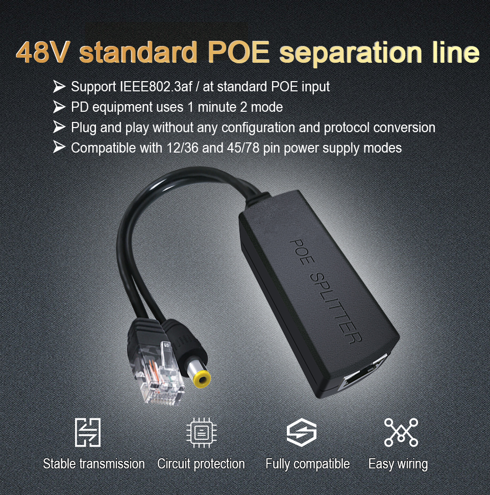 Active PoE Splitter Power Over Ethernet 48V to 12V ตัวแปลง Passive POE ...