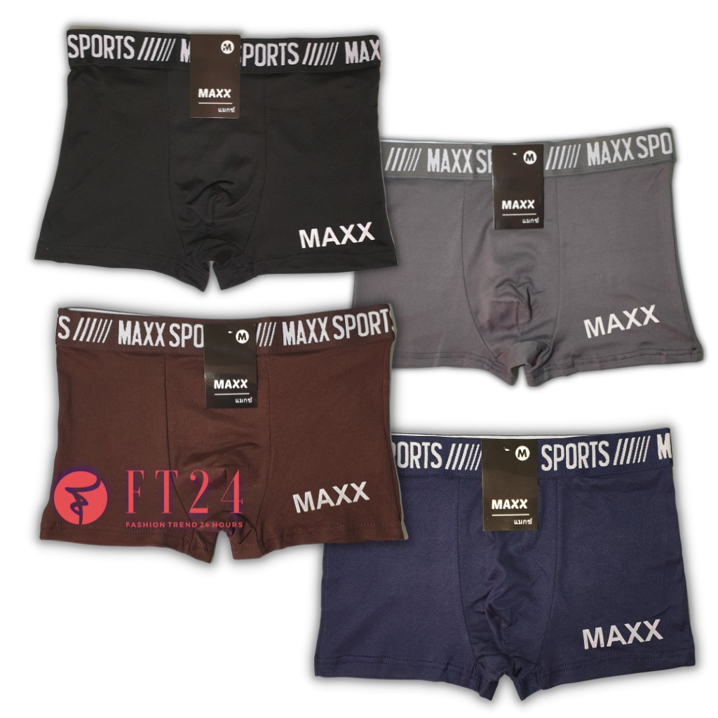 FT24.TH กางเกงในชาย MAXX กางเกงในยกแพ็ค 10 ตัว ผ้าคอตตอน สเปนเด็กซ์ ขอบยางโชว์ คละสี/ลาย ผ้าดี ...