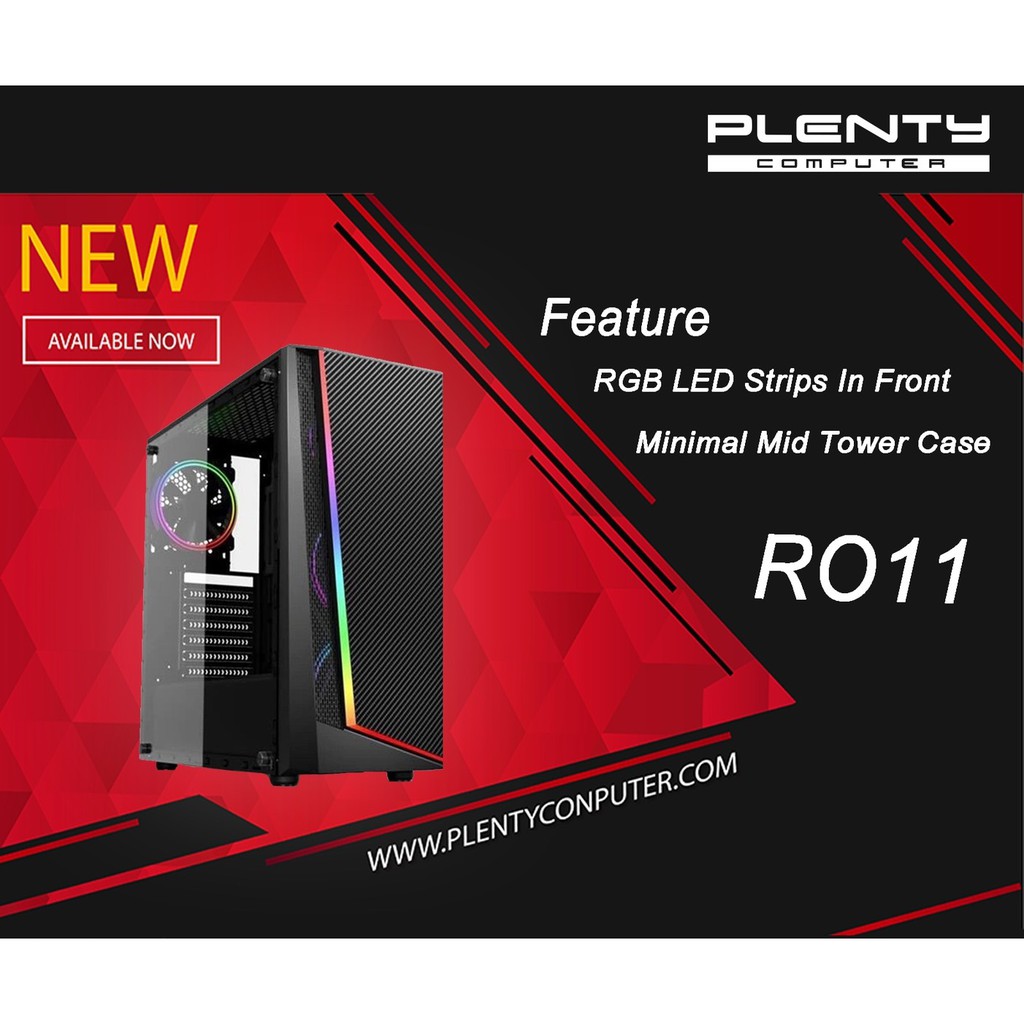 COMPUTER CASE PLENTY RO11 (ฺBLACK) MID TOWER TEMPERED GLASS - Double MM ...