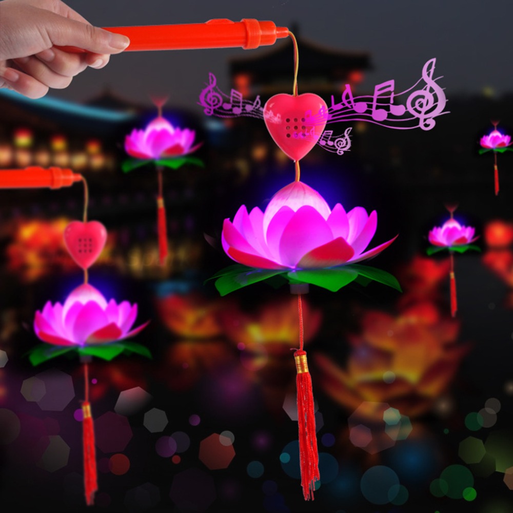 Portable Amazing Musical Blossom Lotus Flower Light Lamp Party Glowing ...