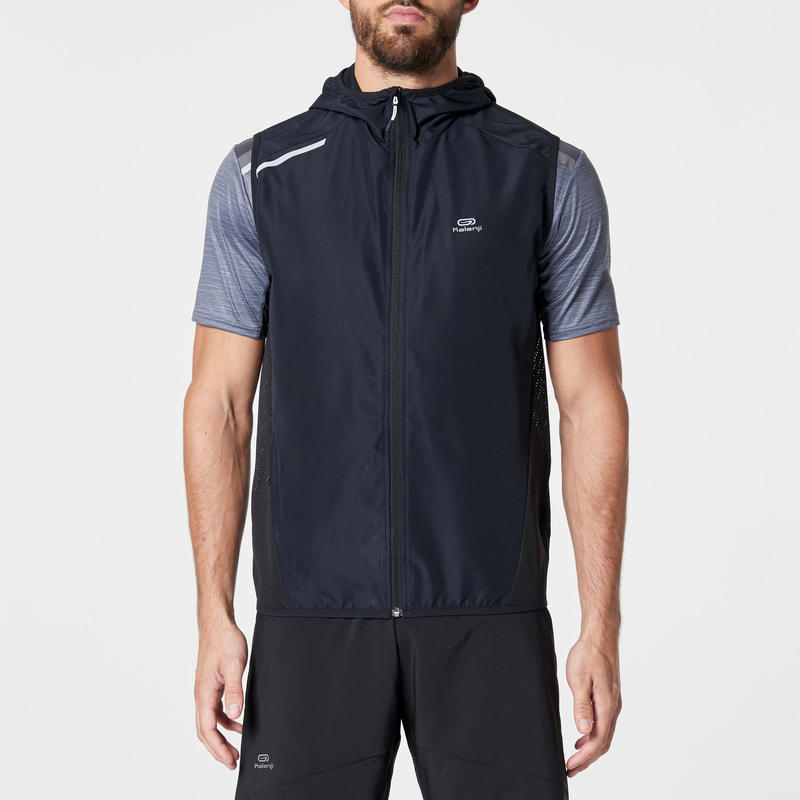 RUN WIND MEN'S SLEEVELESS JACKET - Black - KALENJI - ITALY CAFE' - ThaiPick
