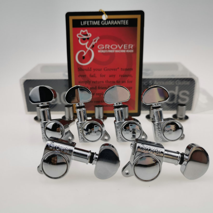 Grover Guitar Machine Heads Tuners 1Set Chrome Silver Tuning Pegs ...