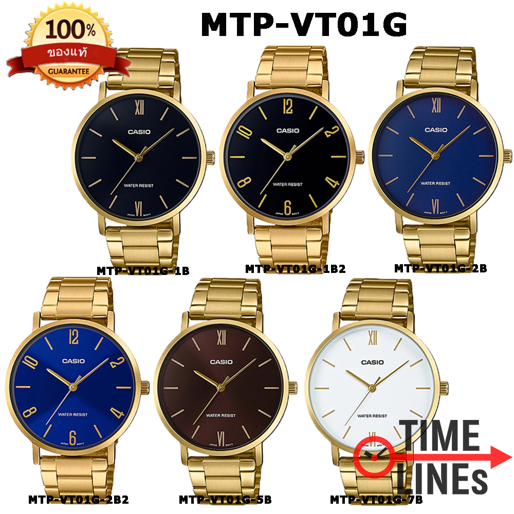 !!ส่งฟรี!! Casio ของแท้ 100% รุ่น MTP-VT01G นาฬิกาผู้ชาย สาย Stainless ...
