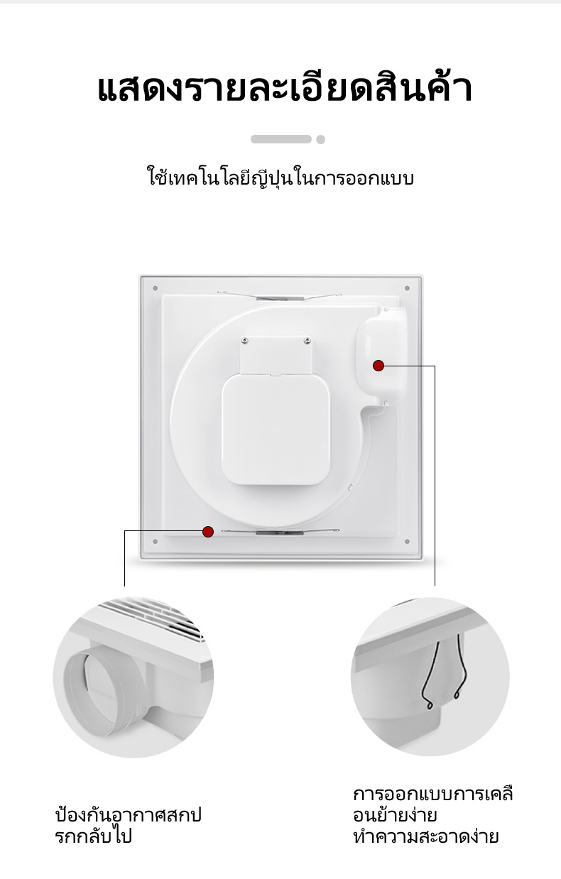 Suzume พัดลมระบายอากาศ ดูดอากาศ ฝังฝ้า ติดเพดาน 12 นิ้ว Ceiling Fan