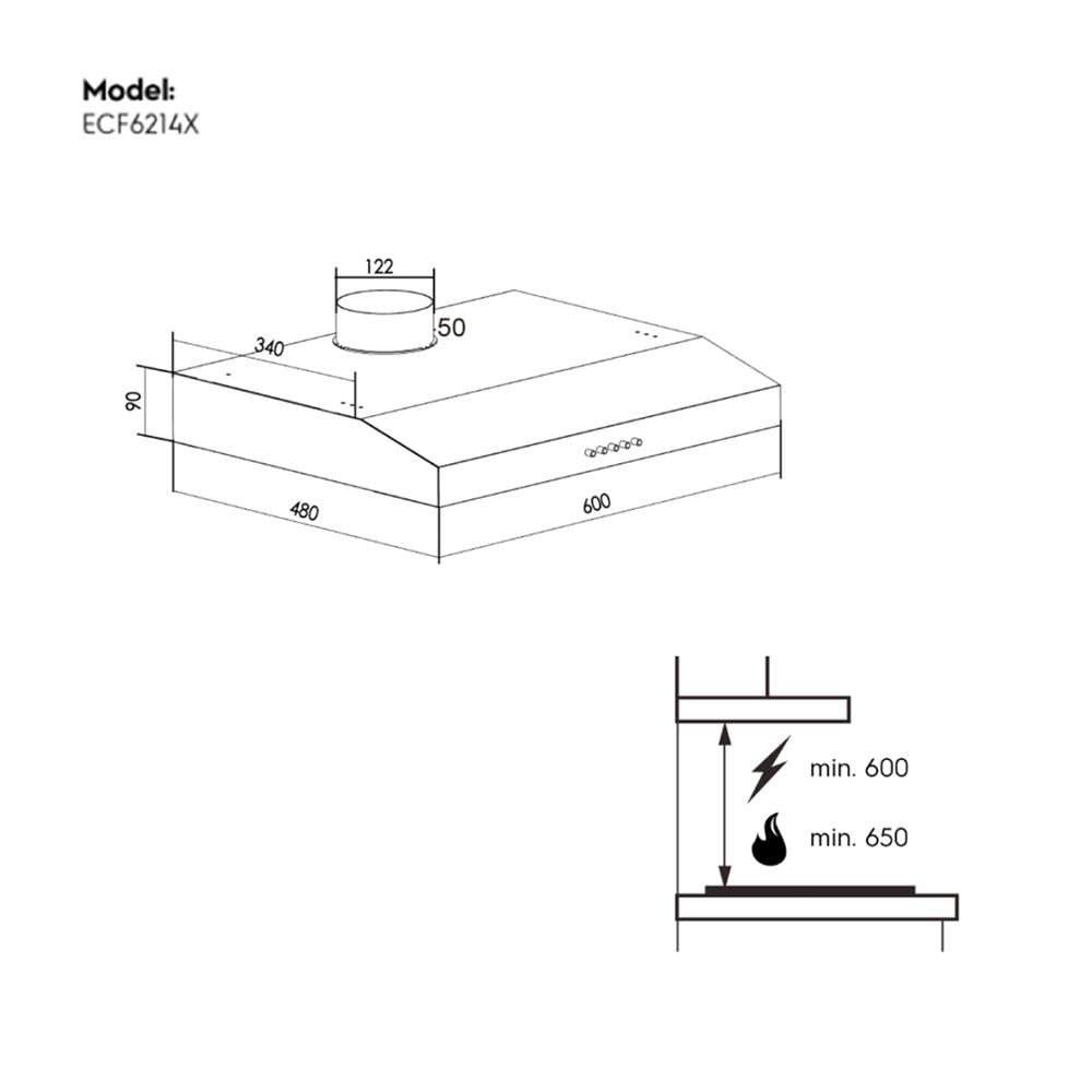 เครื่องดูดควันมาตรฐาน ELECTROLUX ECF6214X 60 ซม.STANDARD HOOD ...