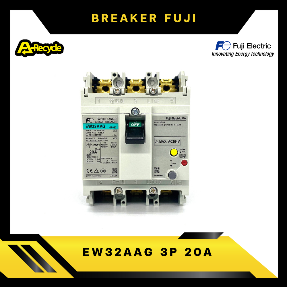 BREAKER FUJI ELCB EW32AAG 3P 20A/30mA (100-230VAC) | Lazada.co.th