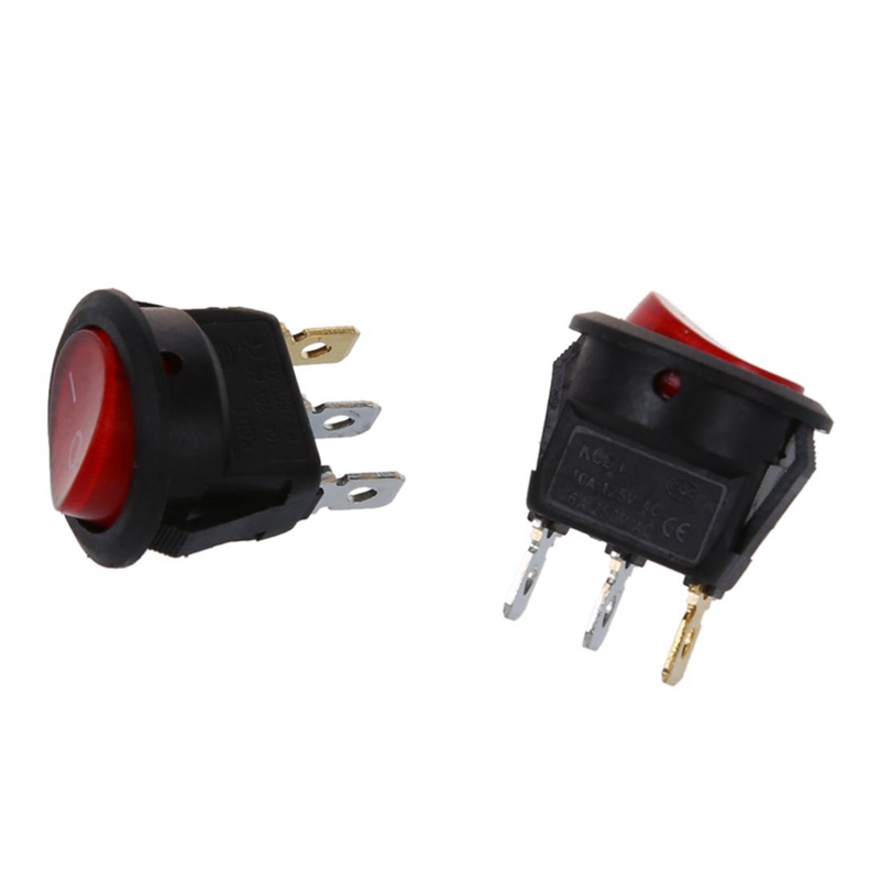 15pcs ON-OFF SPST Round Rocker Switch 6A/250V 10A/125V AC - 10Pcs Red ...