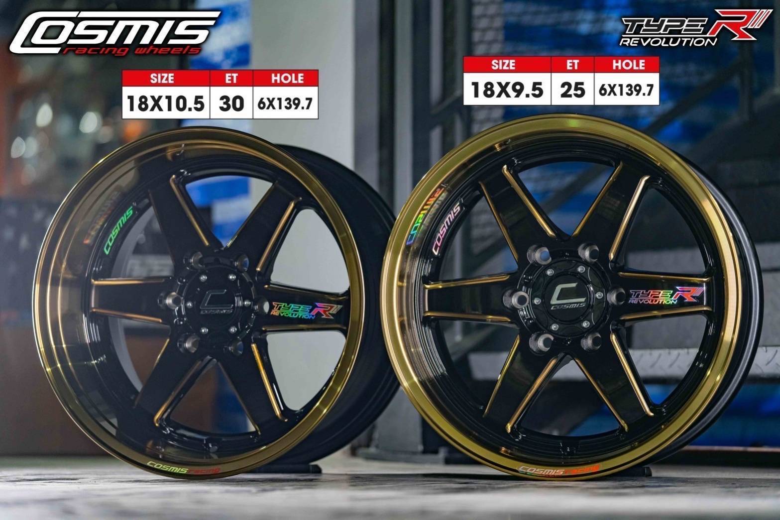 ล้อแม็กใหม่ ขอบ18 - COSMIS รุ่น TYPE R REVOLUTION - สีดำทอง - ขอบ18 x 9 ...