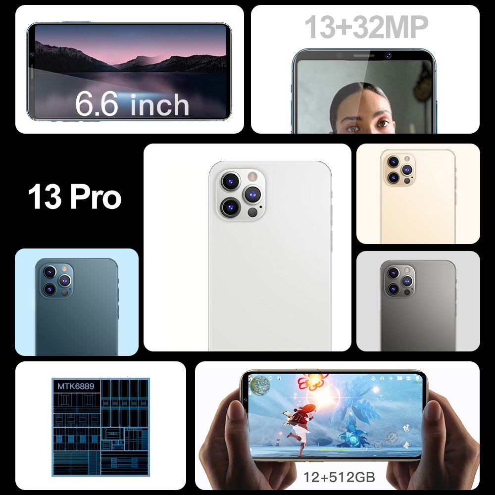 โทรศัพท์ราคถูก Phone 13 Pro 12+512G โทรศัพท์ 5g สมาร์ทโฟน สนับสนุนไทย Android โทรศัพท์มือถือ ...