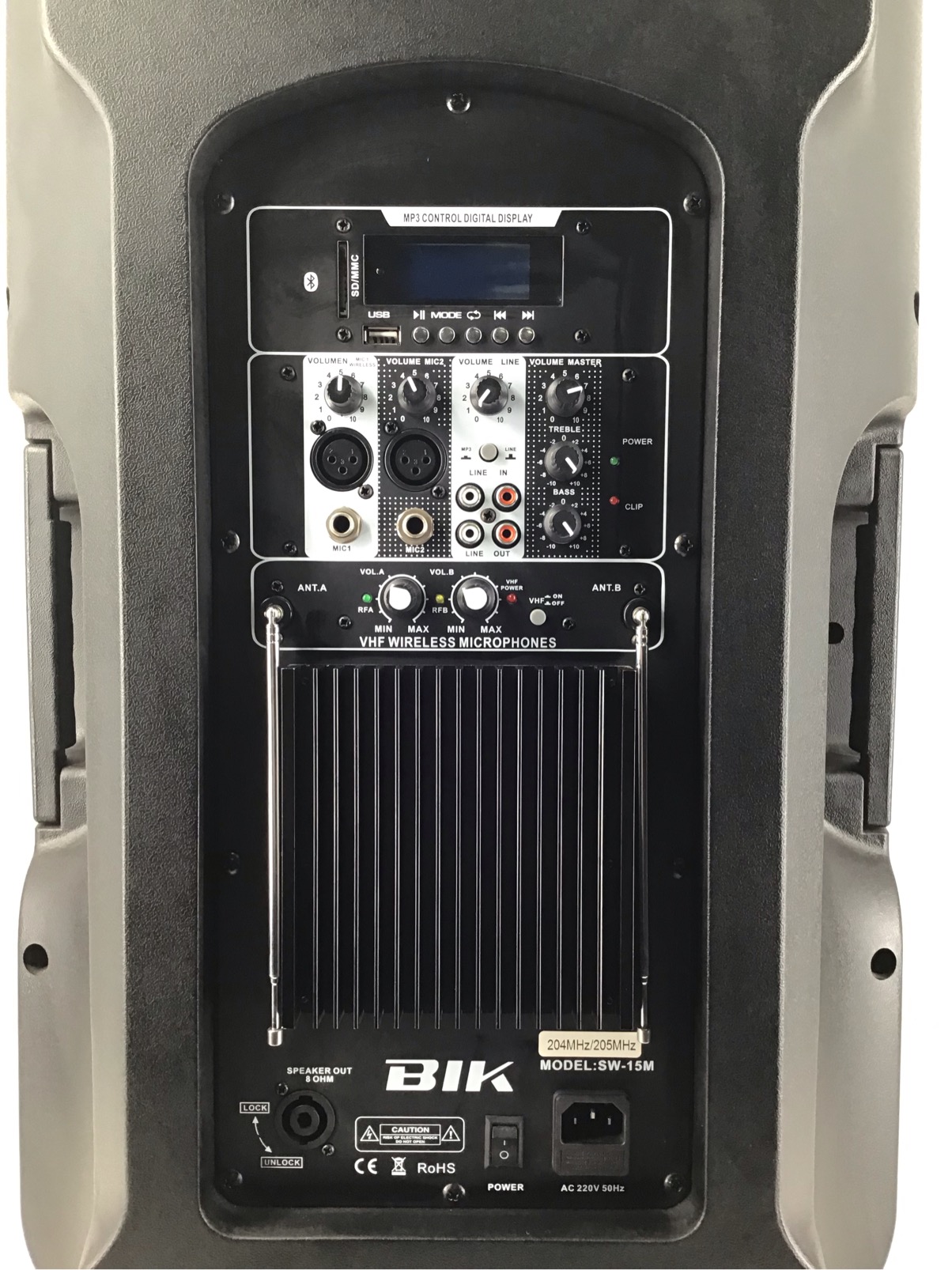 BIK รุ่น SW-15 M ตู้ลำโพงล้อลากเอนกประสงค์ 15 นิ้ว (450w-900wRMS)ไมค์2 ...