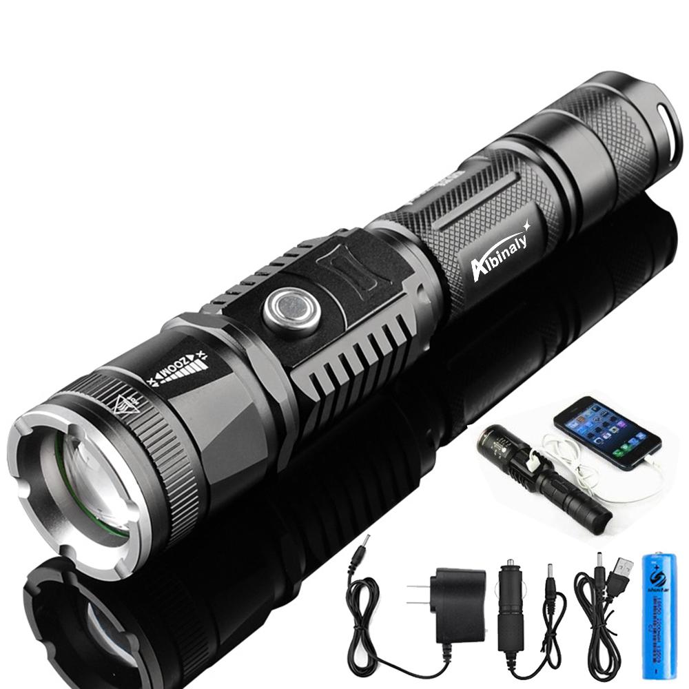 ไฟฉาย LED XML-T6 5000 Lumens ไฟฉาย USB อินเทอร์เฟซชาร์จโทรศัพท์ Zooable 5โหมด18650 - Briday ...