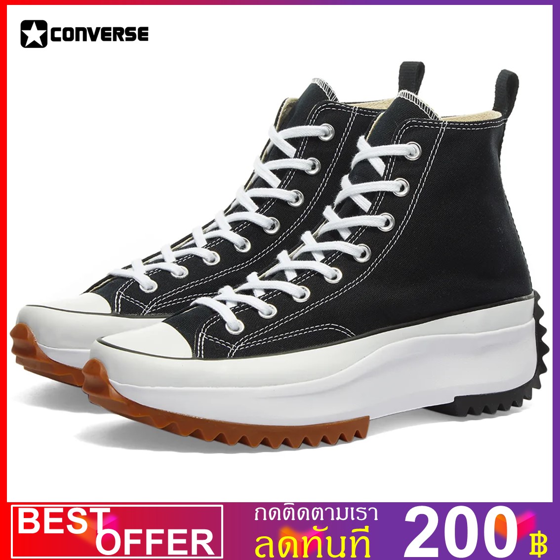 Converse Run Star Hike Lugged- Hi - Foundational Canvas - BlackWhiteGum ...