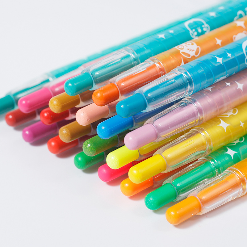 Rotating Crayon Set 12 colors gel crayons art Oil Pass Supplies Student ...