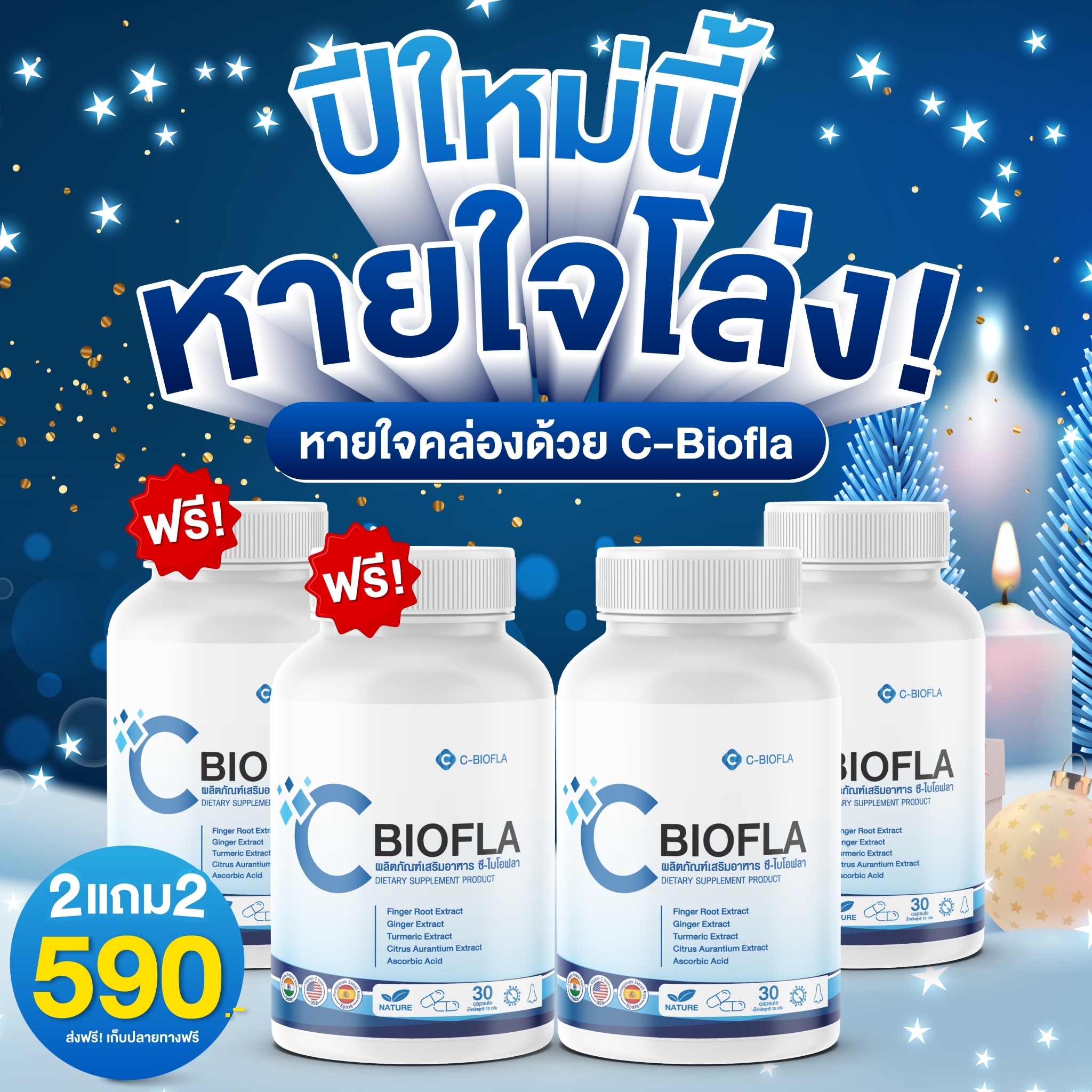 หายใจโล่ง [ 2 แถม 2 ] CBIOFLA วิตามิน บรรเทาไซนัส อาการภูมิแพ้ คัดจมูก ไมเกรน มีกลิ่น ในช่อง ...
