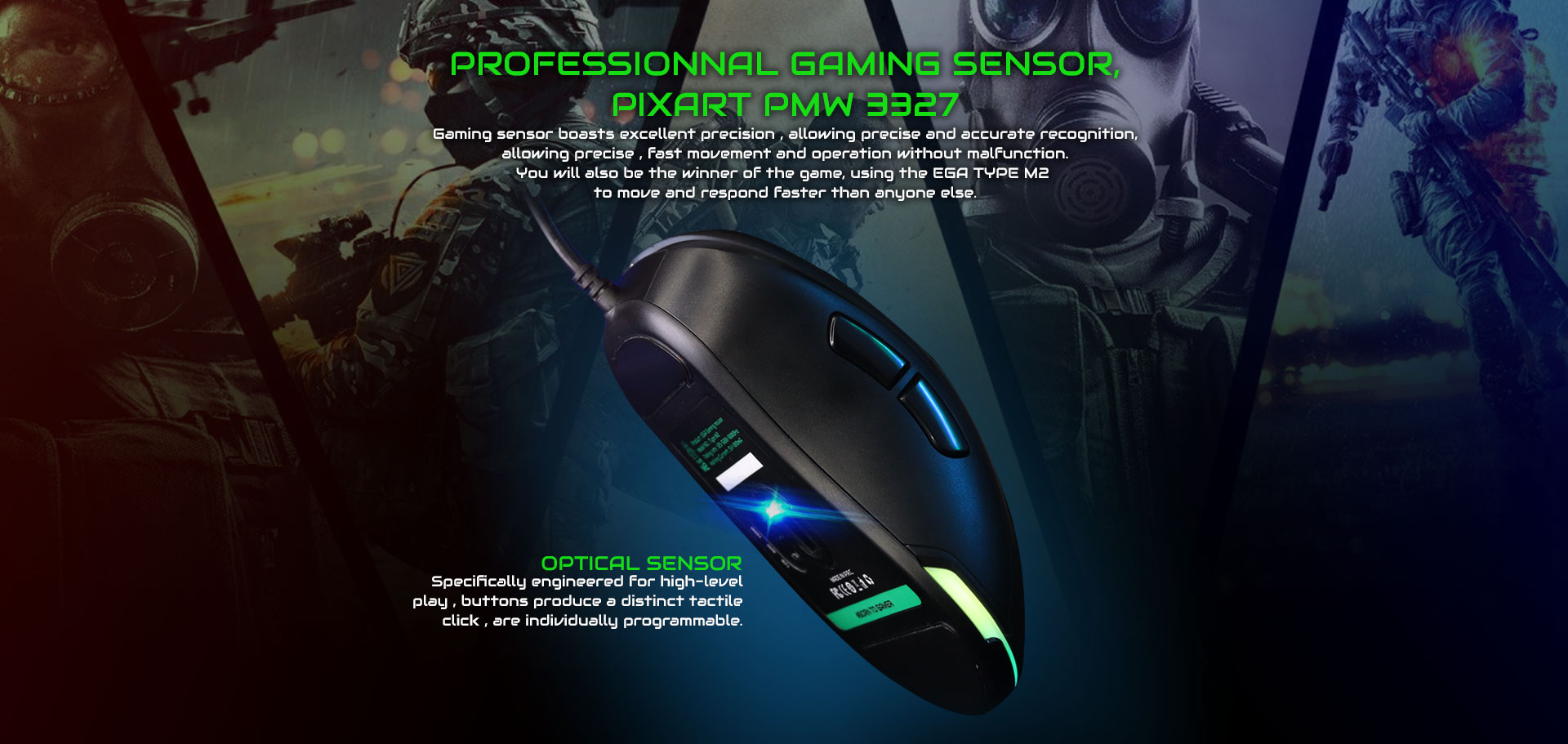 เมาส์เกมมิ่ง EGA Type M2 มีไฟ RGB มีให้เลือก 2 สี ปรับ DPI ...