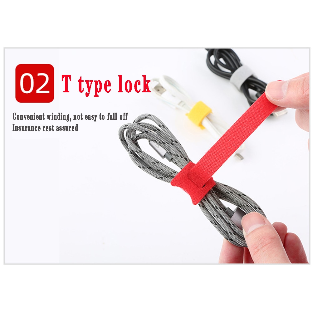 T-type cable Velcro cable tie line reusable line organizer cable line ...