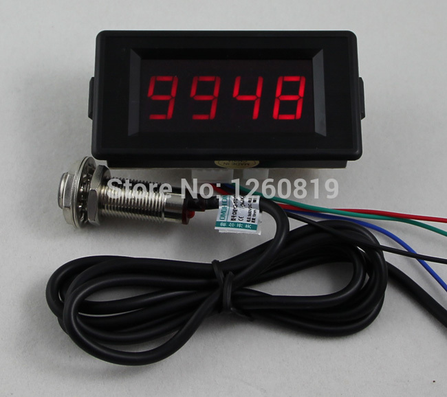 DC 24V 4 Digital Red LED Counter Meter Up Down+Hall Effect Proximity ...