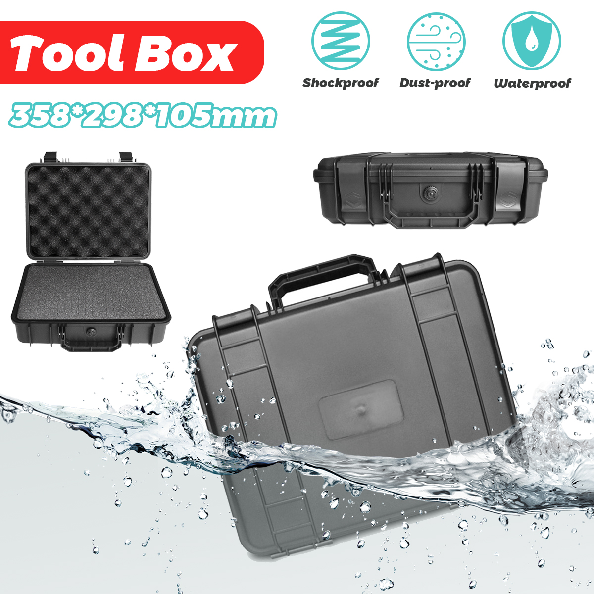 Storage Box 358x298x105mm Hard Carry Camera Photography w/ Sponge Bag ...