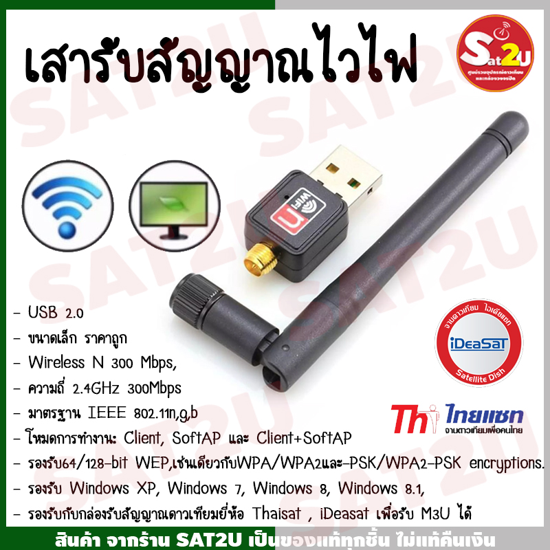 ตัวรับสัญญาณ WIFI LINK รุ่น 802 IN 300Mbps ตัวรับสัญญาณไวไฟ แบบมีเสา ...