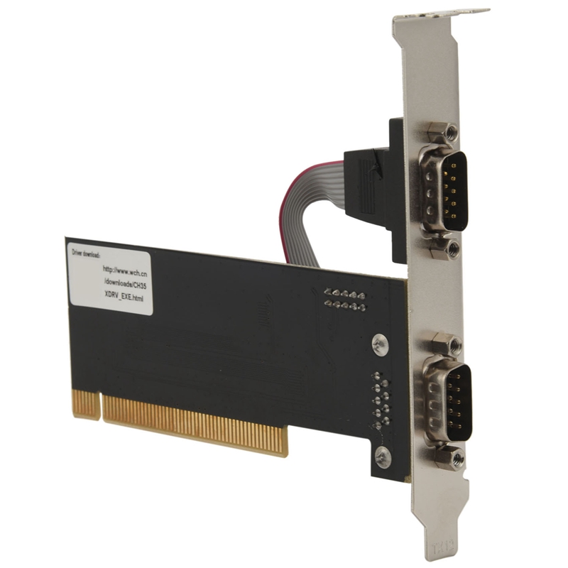 New 2 Ports Pci To Com 9Pin Serial Port RS232 Expand Riser Card Adapter ...