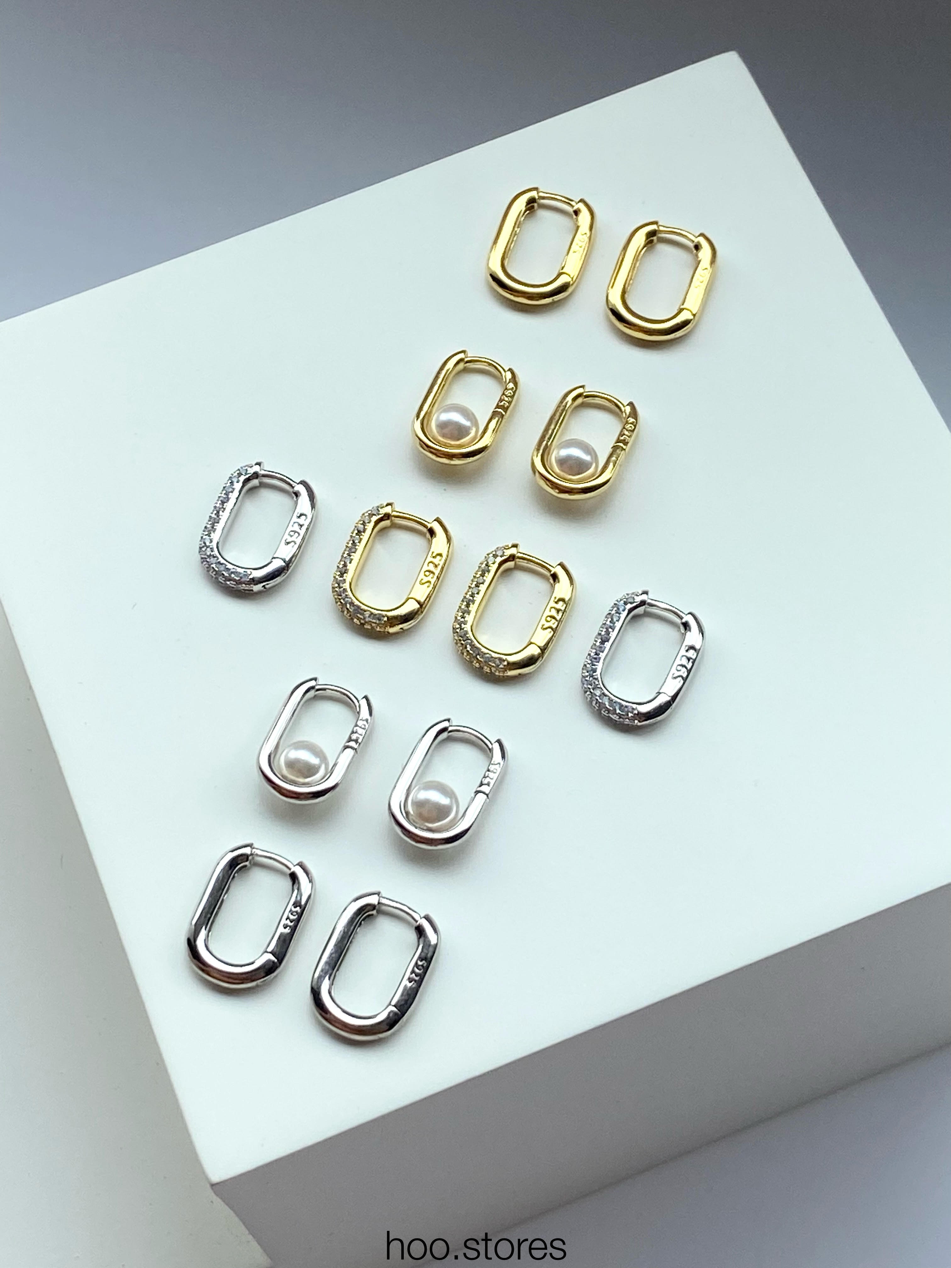 MILIN Hoop earrings with crystal signature M logo ต่างหูห่วงวงกลมห้อยคริสตัลโลโก้ตัว M Union ...