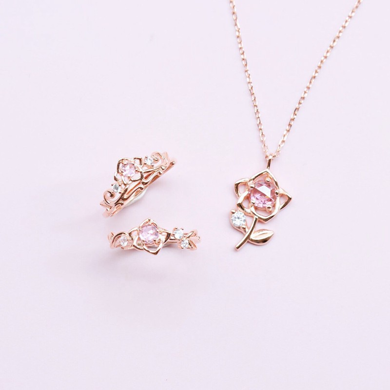 New Beauty&TheBeast Ins Korean Sterling Silver 925 14K Gold Finger Rings Necklace celet ...