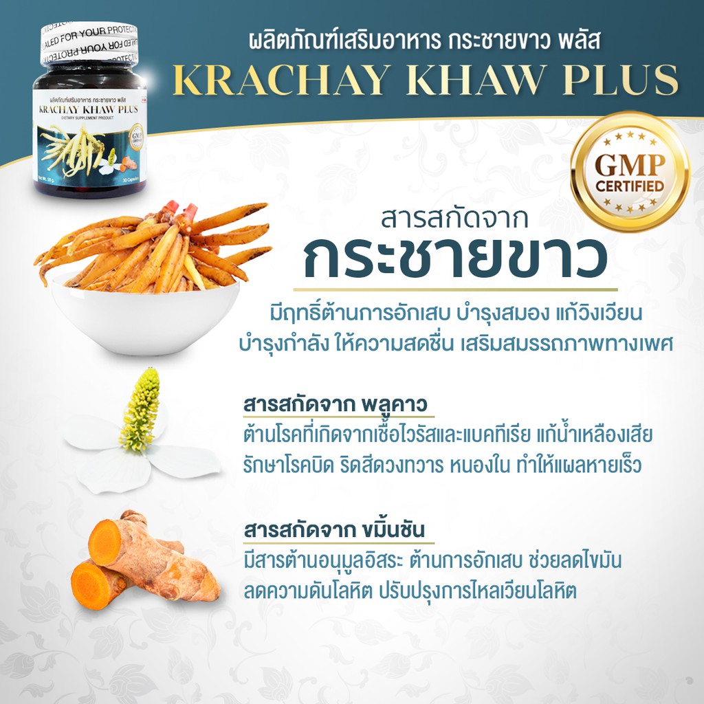 ผลิตภัณฑ์เสริมอาหาร สารสกัดกระชายขาว พลัส KRACHAY KHAW PLUS 1กระปุก จัดส่งฟรี เก็บเงินปลายทาง ...