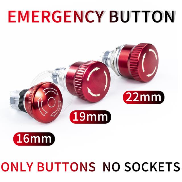 16/19/22mm Metal Emergency Stop Button Switch stainless steel Anti-slip ...
