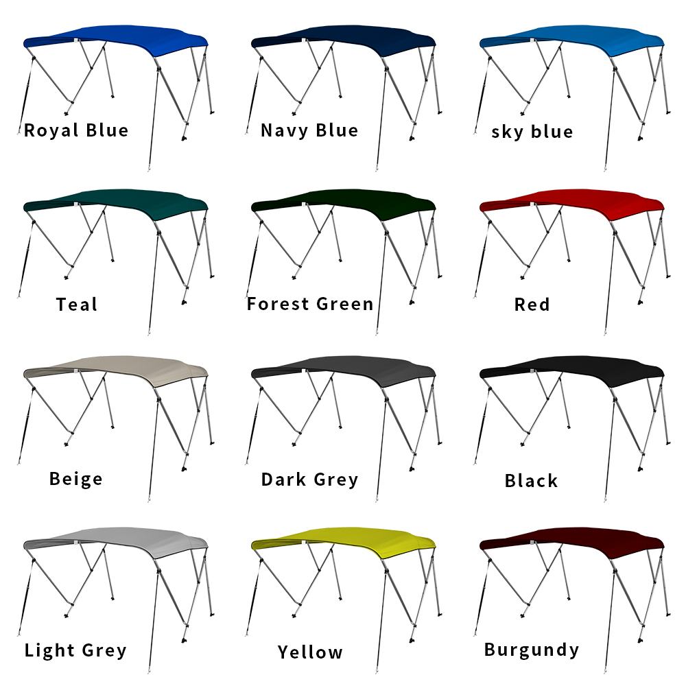 3 Bow Aluminum 25mm Round Tubes Bimini Top UV Waterproof 600D Boat ...