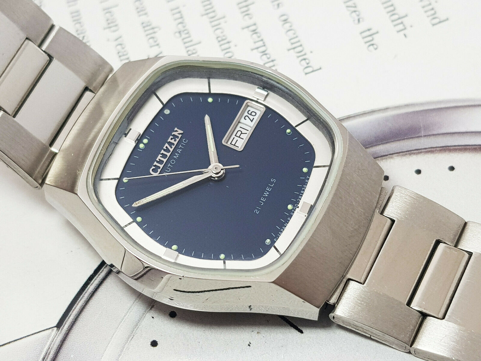 citizen ออโตเมติค caliber 8200 automatic หน้าน้ำเงินสวยๆ จากปี 1970 ...