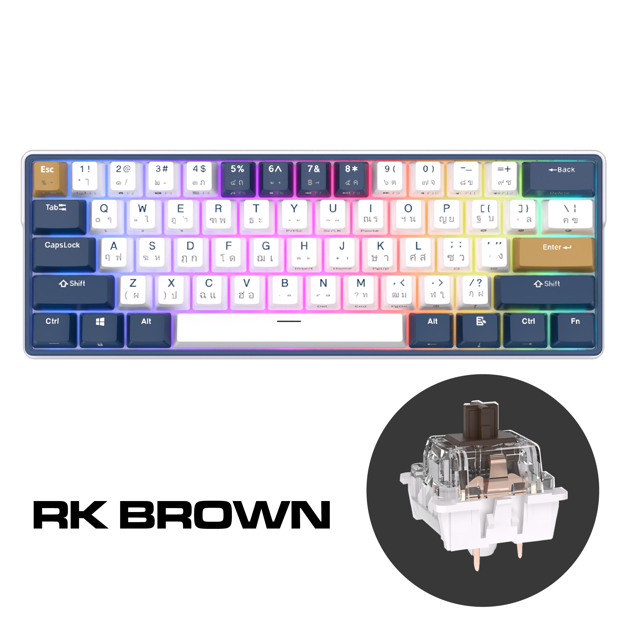 Royal Kludge RK61 Plus คีย์ไทย [เคสขาว] Bluetooth Mechanical Keyboard ...