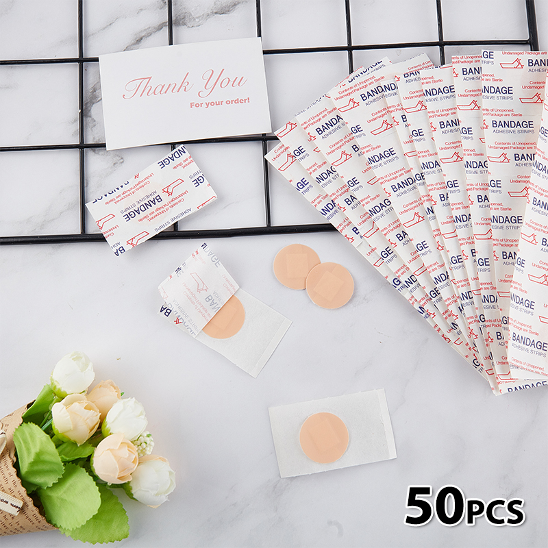 Xiong 50Pcs Round First Aid Waterproof Healing Wounds Adhesive Bandage ...