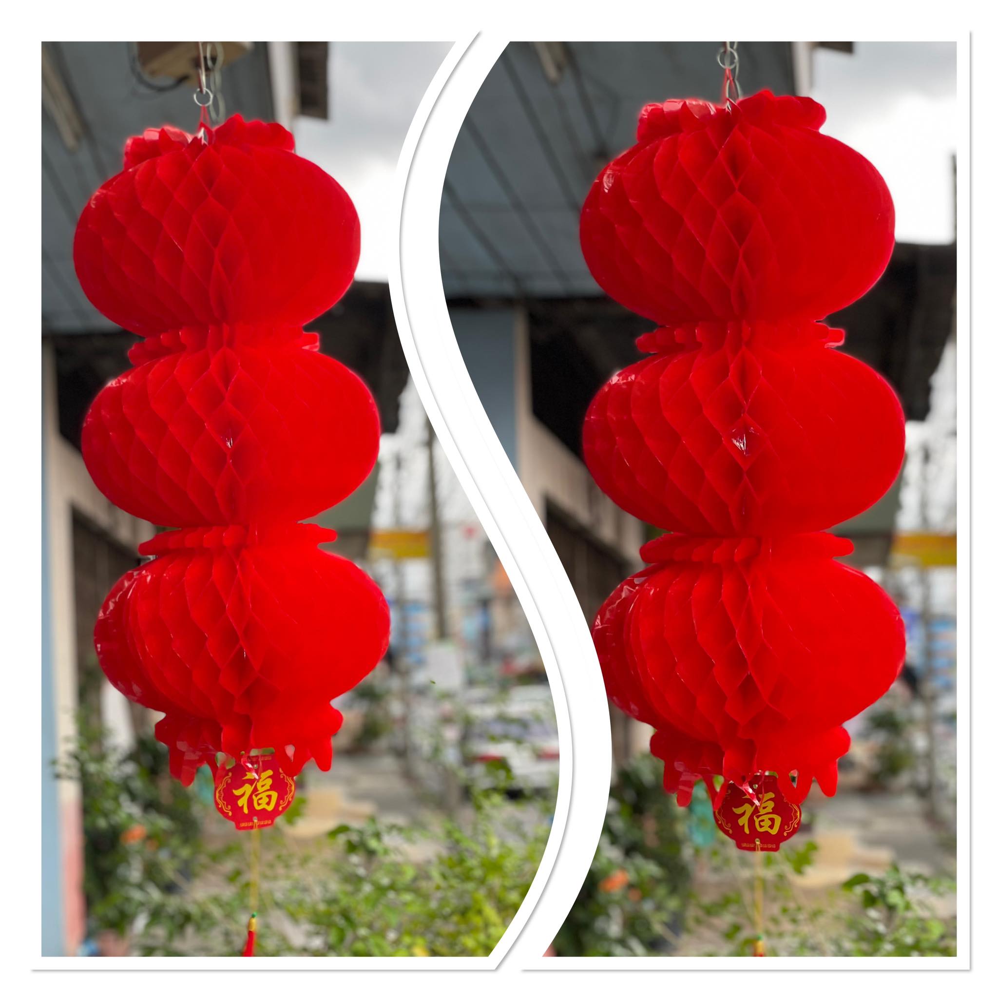 โคมแดง รังผึ้ง 3 ชั้น ราคาต่อ 1 คู่ มี 2 ขนาด 10 นิ้ว และ 12 นิ้ว ...