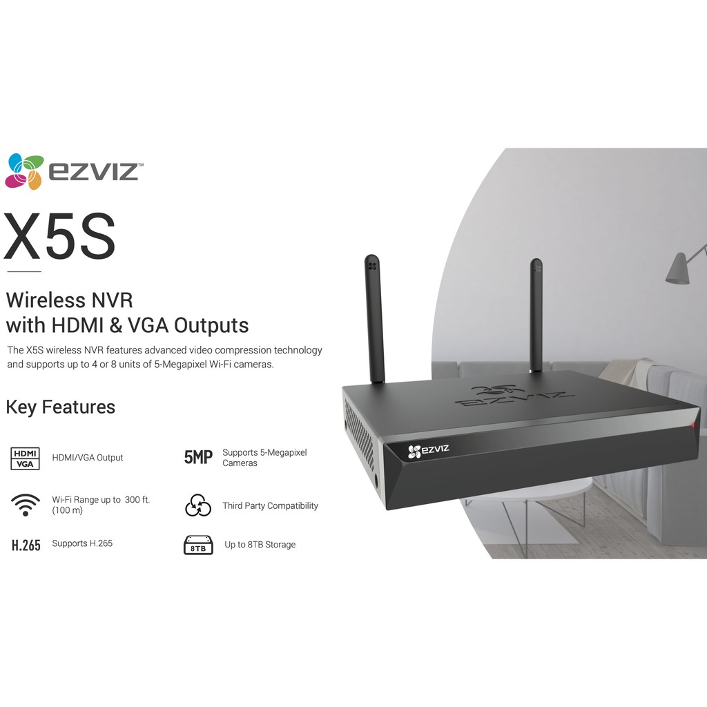 ราคาส่ง Ezviz เครื่องบันทึก รุ่น X5S-8 NVR Wi-Fi Video Recorder (CS-X5S ...
