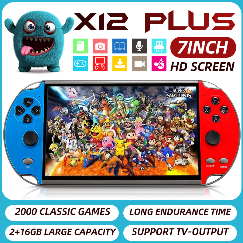 Topdigit X12 Plusคอนโซลวิดีโอเกมมือถือ7นิ้ว,16Gb PSP FC GBAเกมแพดเกม ...