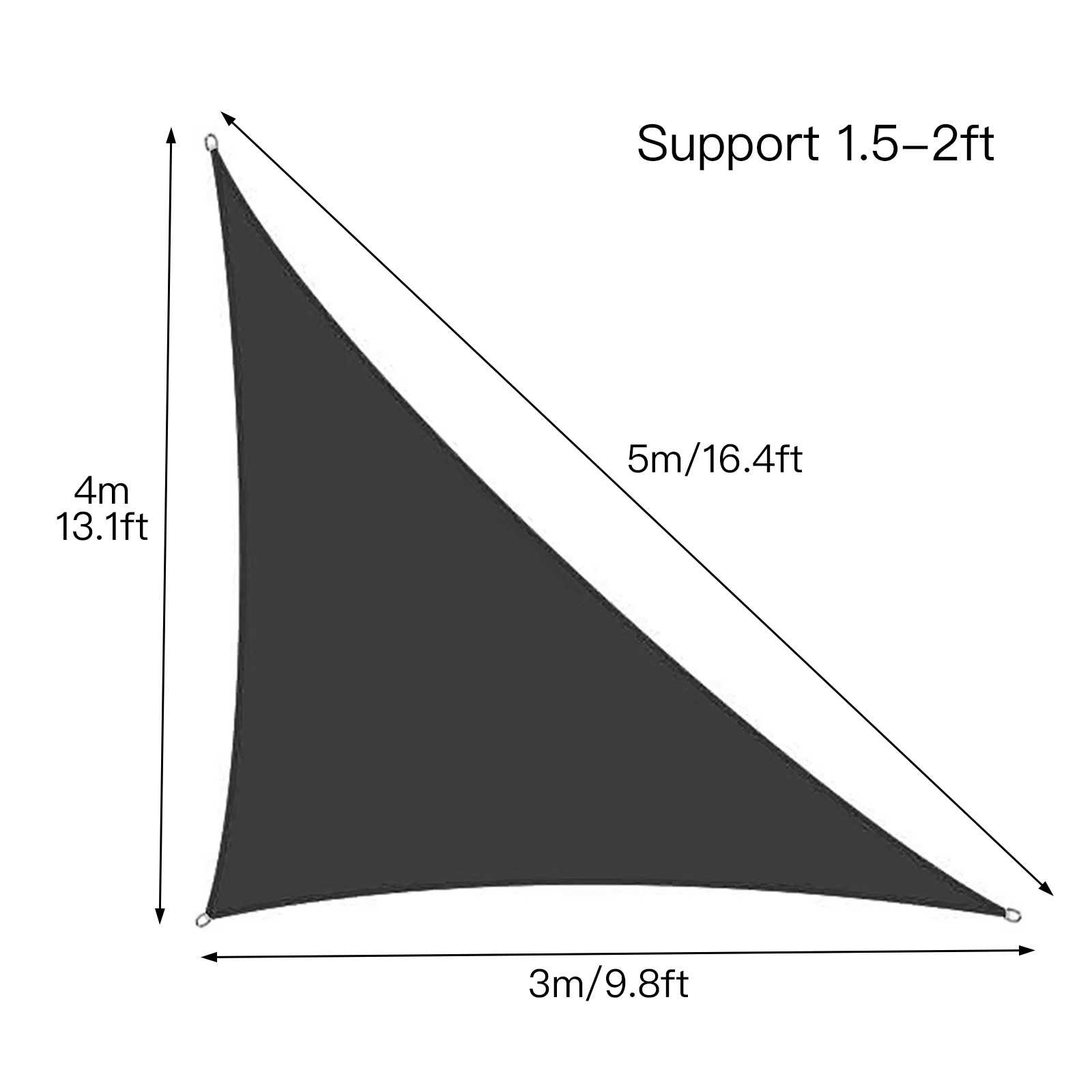 3x4x5 M Right Angle Shade Sail Triangle Sun Shade Sail Carport Garden ...