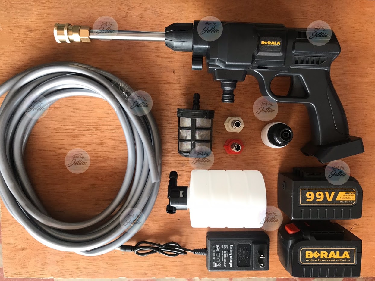 ปืนฉีดน้ำไร้สาย BERALA แบต LI-ION 99V 2 ก้อน BL-6311 ปืนอัดฉีดไร้สาย เครื่องฉีดน้ำแรงดันสูง ปืน ...