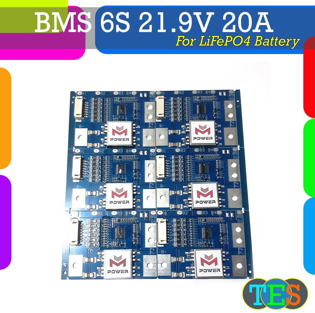 LiFePO4 Battery BMS 6S 21.9V 10A วงจป้องกันแบตเตอรี่เสื่อม เหมาะสำหรับเ ...