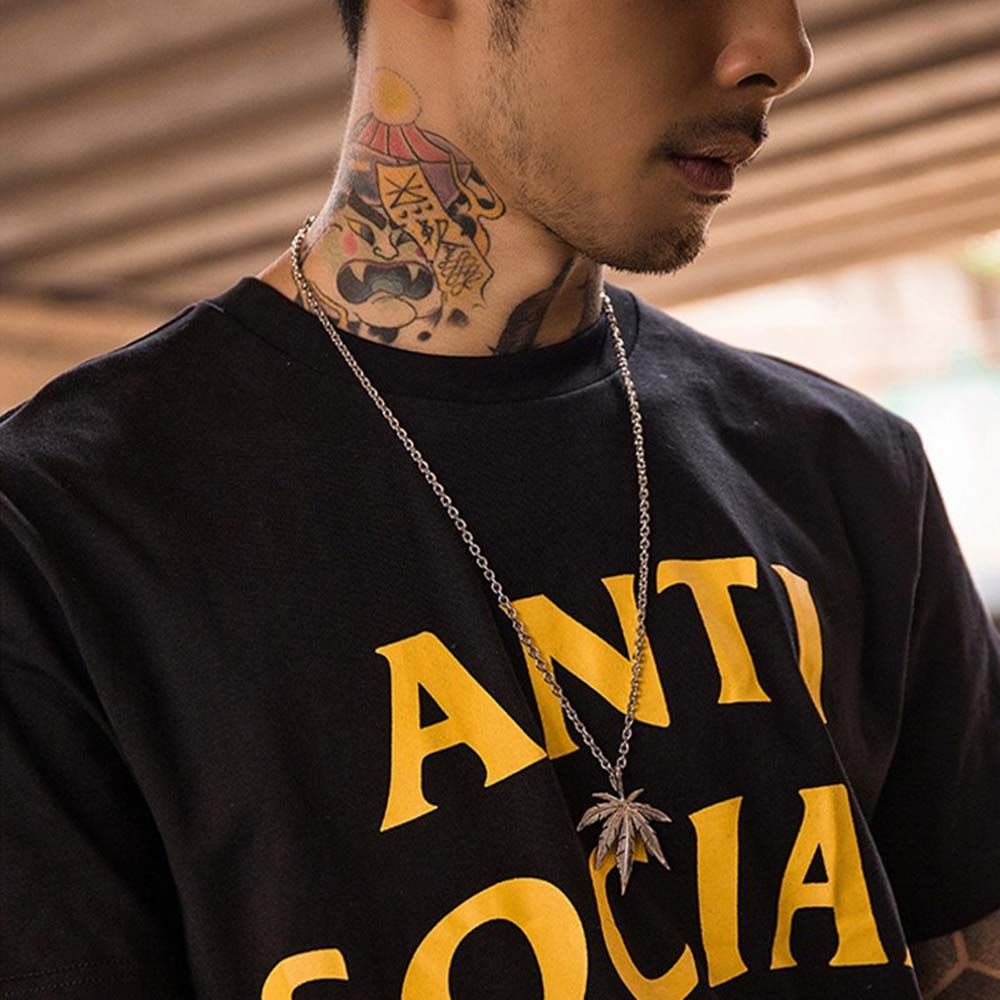 SAMMIN Punk ฮิปฮอปของขวัญโซ่โลหะเครื่องประดับแฟชั่นกัญชาจี้รูปใบไม้สีดำ ...