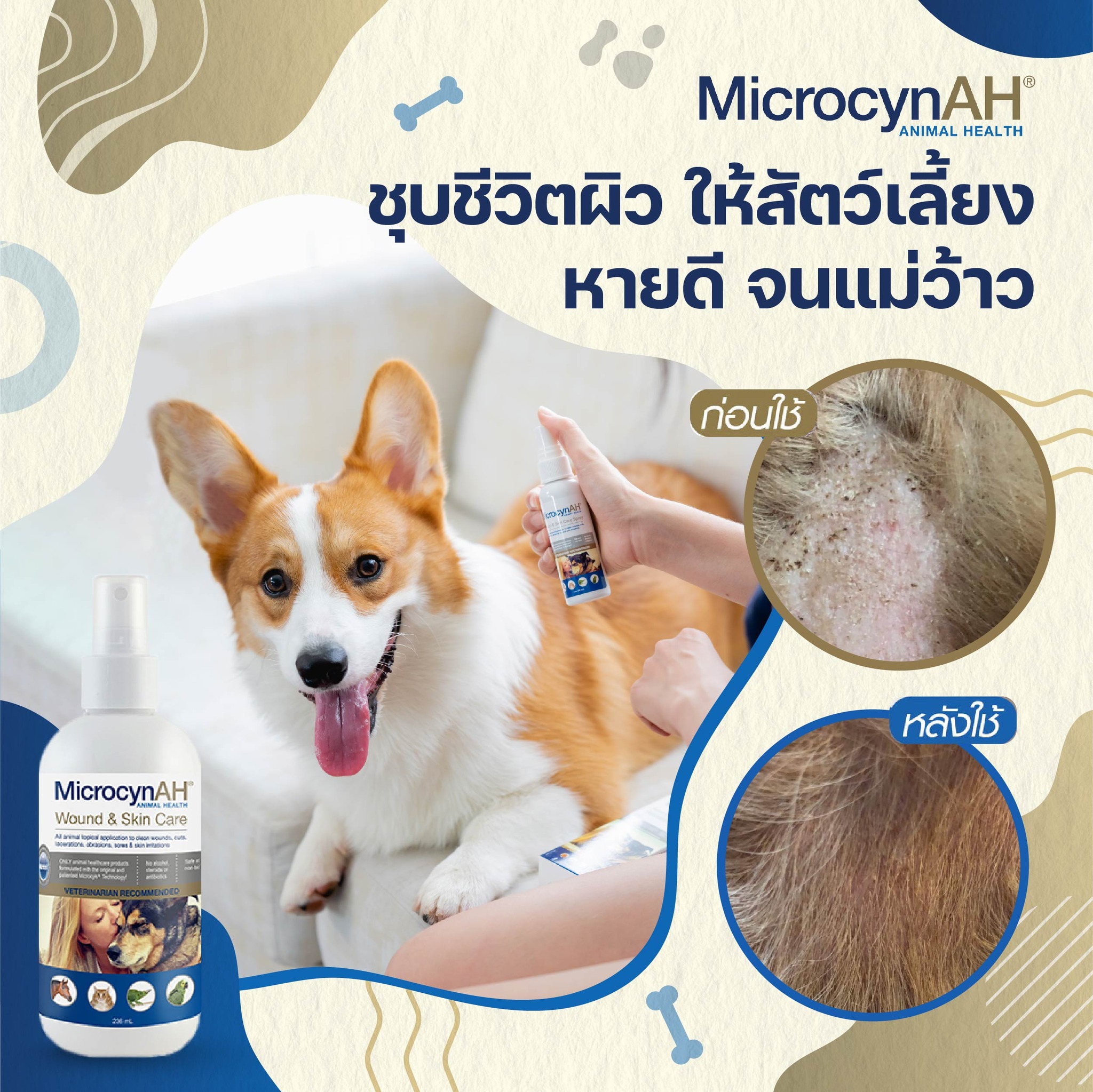 MicrocynAH Wound Skin Care Spray สเปรย์พ่นแผล ฆ่าเชื้อ ลดการอักเสบ โรค ...